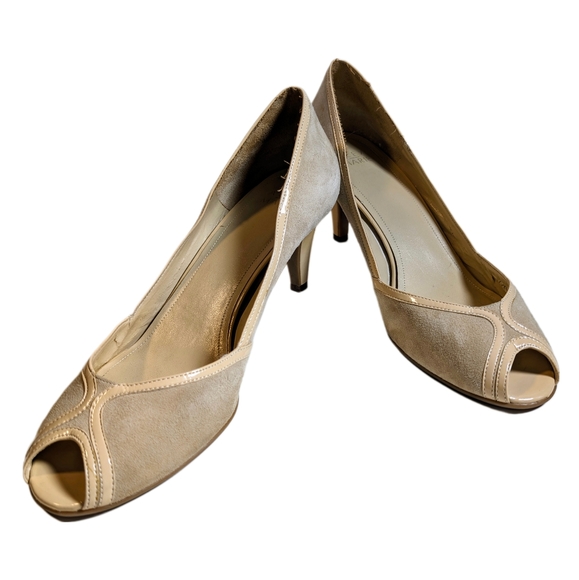 Alex Marie | Shoes | Alex Marie Cream Leather And Vinyl Open Toe Shoes ...